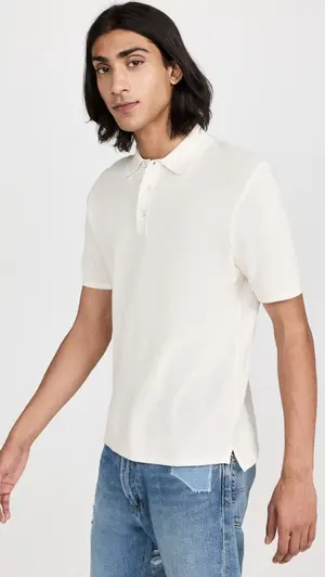 Rag & Bone Harvey Knit Polo - Ivory
