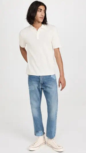 Rag & Bone Harvey Knit Polo - Ivory