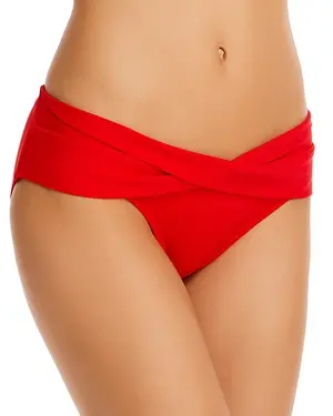 Robin Piccone Ava Solid Twist-front Bikini Bottom - Fiery Red
