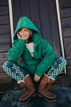 Free People Lift Love Hooded Waterproof Jacket Green Glow