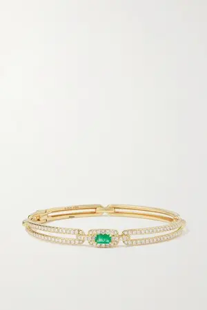 David Yurman Stax 18-karat Gold, Diamond And Emerald Bracelet