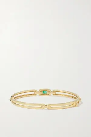 David Yurman Stax 18-karat Gold, Diamond And Emerald Bracelet