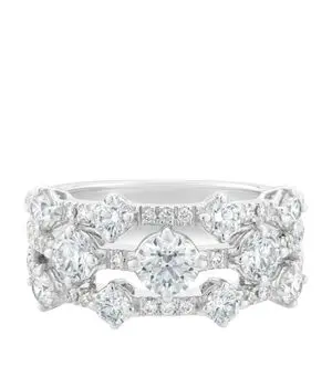 DE BEERS JEWELLERS White Gold And Diamond Arpeggia Three Row Ring
