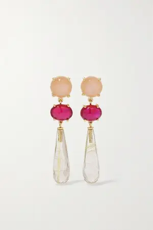 OLE LYNGGAARD COPENHAGEN OLE LYNGGAARD COPENHAGEN Lotus 18-karat Gold Multi-stone Drop Earrings Red