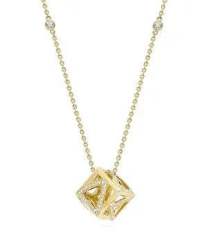 BOODLES Yellow And Diamond Be You Cube Pendant Necklace - Gold