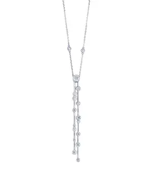 BOODLES Platinum And Diamond Raindance Double Drop Pendant Necklace - Silver
