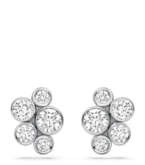 BOODLES Platinum And Diamond Large Raindance Stud Earrings - Silver
