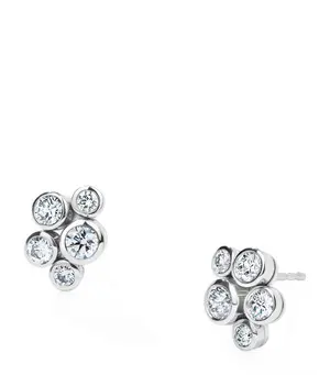 BOODLES Platinum And Diamond Raindance Cluster Stud Earrings - Silver