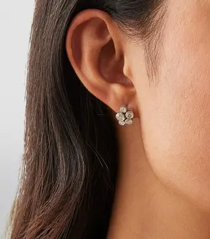 BOODLES Platinum And Diamond Raindance Cluster Stud Earrings - Silver