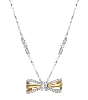 BOODLES Platinum And Gold Ashoka Ribbons Pendant Necklace - Silver