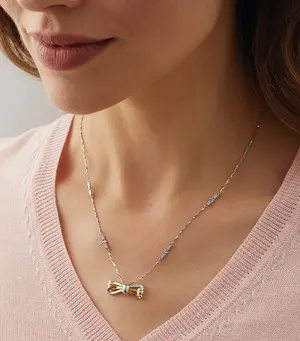BOODLES Platinum And Gold Ashoka Ribbons Pendant Necklace