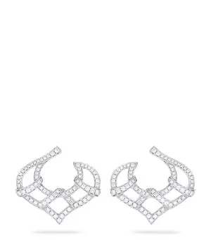 BOODLES Platinum And Diamond Woodland Earrings - Silver