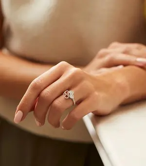 BOODLES Platinum, Rose Gold And Diamond Ring
