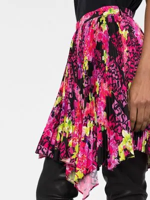 Versace Logo-print Pleated Skirt - Pink