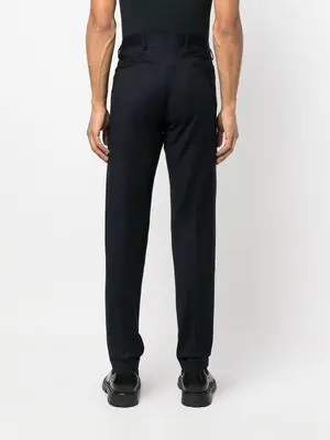 BRIGLIA 1949 Navy Virgin Wool And Cotton Straight Leg Trousers