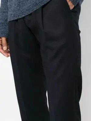 BRIGLIA 1949 Navy Virgin Wool And Cotton Straight Leg Trousers