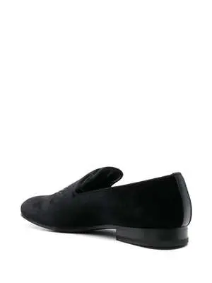 BILLIONAIRE Crest-motif Velvet Loafers