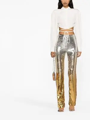 Rabanne Sequin-embellished Slim-fit Trousers - Gold