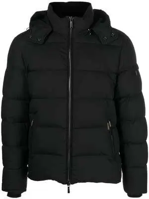 MOORER Padded Zip-up Hooded Down Jacket - Black