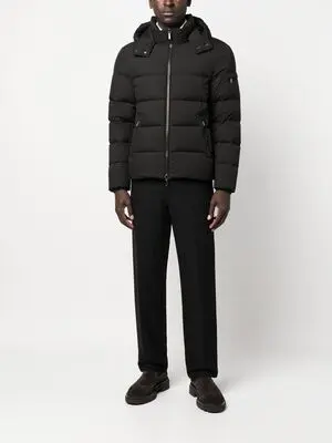 MOORER Padded Zip-up Hooded Down Jacket - Black