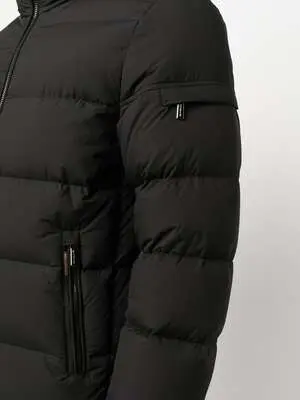 MOORER Padded Zip-up Hooded Down Jacket - Black