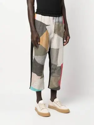 By Walid Cropped Patchwork Trousers