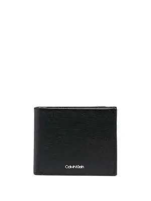 Calvin Klein Logo Stamp Bi-fold Leather Wallet - Black