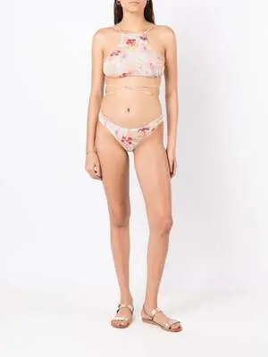 CLUBE BOSSA Floral-leaf Print Bikini Top