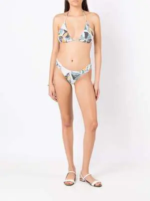 CLUBE BOSSA Ava Leaf-print Bikini Top - Blue