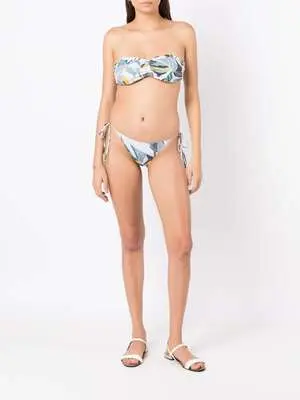 CLUBE BOSSA Leaf-print Bikini Bottom - Blue