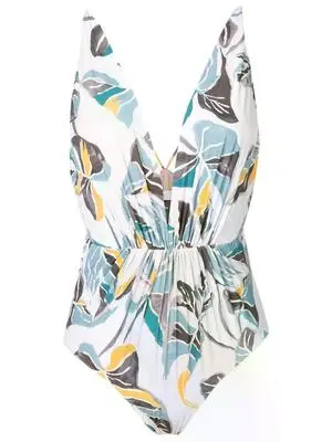 CLUBE BOSSA Leaf-print One-piece - White