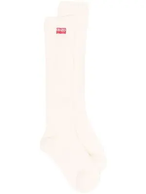 Kenzo Logo-patch Knee High Socks - Neutrals