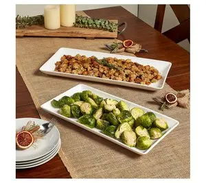 DENMARK TOOLS FOR COOKS Denmark Blanc De Blanc 2 Piece Rectangular Serv Ing Platters