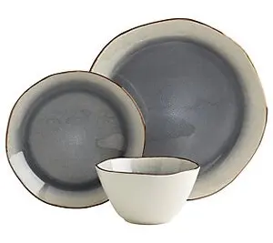 TABLETOPS UNLIMITED 12-piece Bella Grey Dinnerw Are Set - One-color