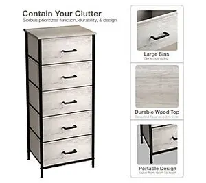 SORBUS Tall Fabric Storage Dresser