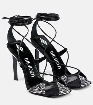 Attico Adele Embellished Sandals - Black
