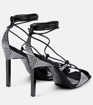 Attico Adele Embellished Sandals - Black