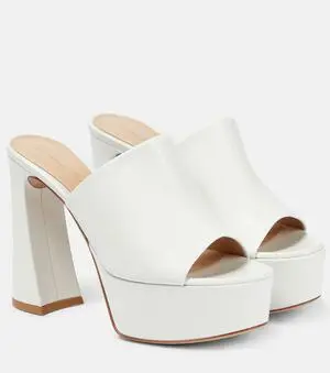 GIANVITO ROSSI Holly Leather Platform Mules - White