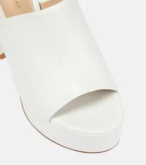 GIANVITO ROSSI Holly Leather Platform Mules - White