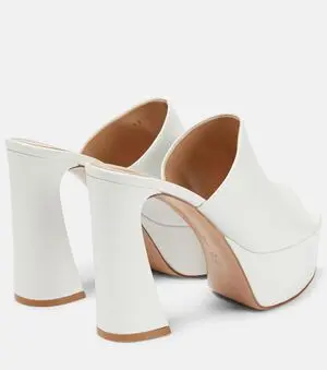 GIANVITO ROSSI Holly Leather Platform Mules - White