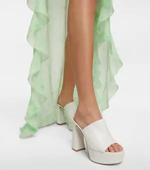 GIANVITO ROSSI Holly Leather Platform Mules - White