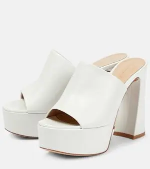 GIANVITO ROSSI Holly Leather Platform Mules - White