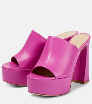 GIANVITO ROSSI Holly Leather Platform Mules - Pink