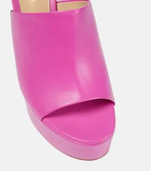 GIANVITO ROSSI Holly Leather Platform Mules - Pink