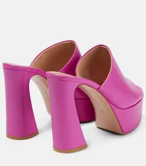 GIANVITO ROSSI Holly Leather Platform Mules - Pink