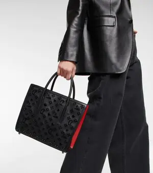 CHRISTIAN LOUBOUTIN Paloma Medium Leather Tote - Black