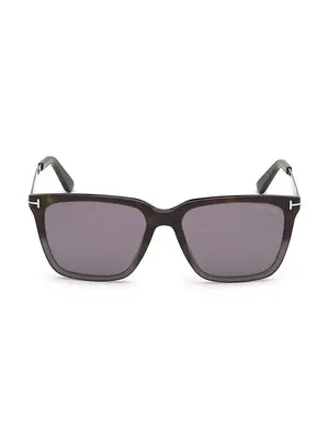 TOM FORD Men's 56MM Square Plastic Sunglasses - Tortoise - Tortoise
