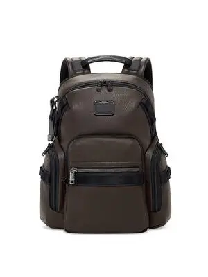 Tumi Men's Alpha Bravo Navigation Leather Backpack - Dark Brown - Dark Brown