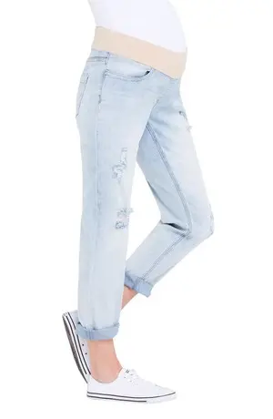 RIPE MATERNITY Baxter Ripped Boyfriend Jeans - Clean Fade