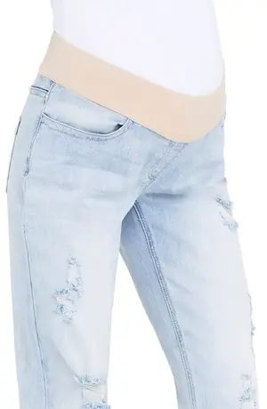 RIPE MATERNITY Baxter Ripped Boyfriend Jeans - Clean Fade